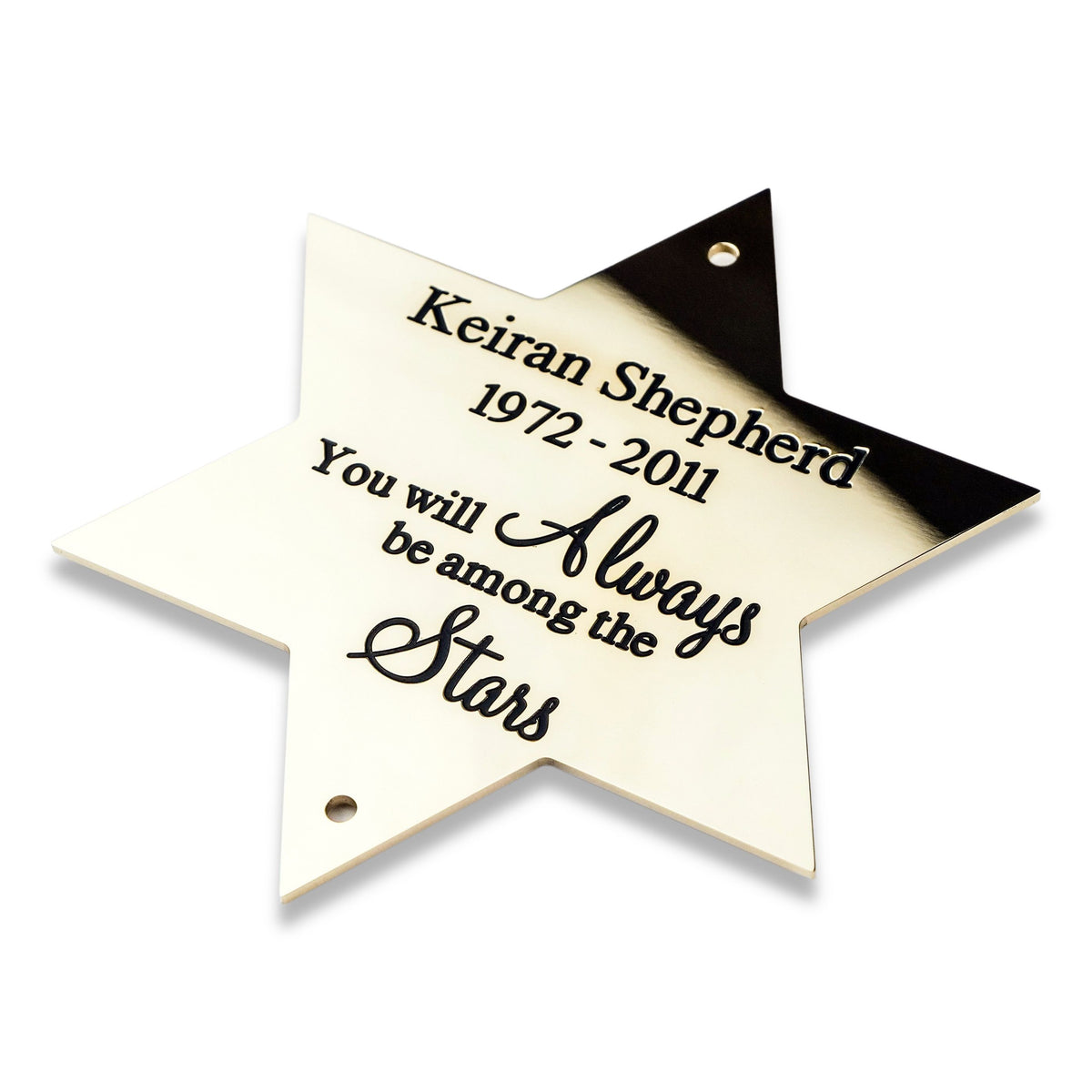 Star design solid brass engraved plaque – Engraving Studios